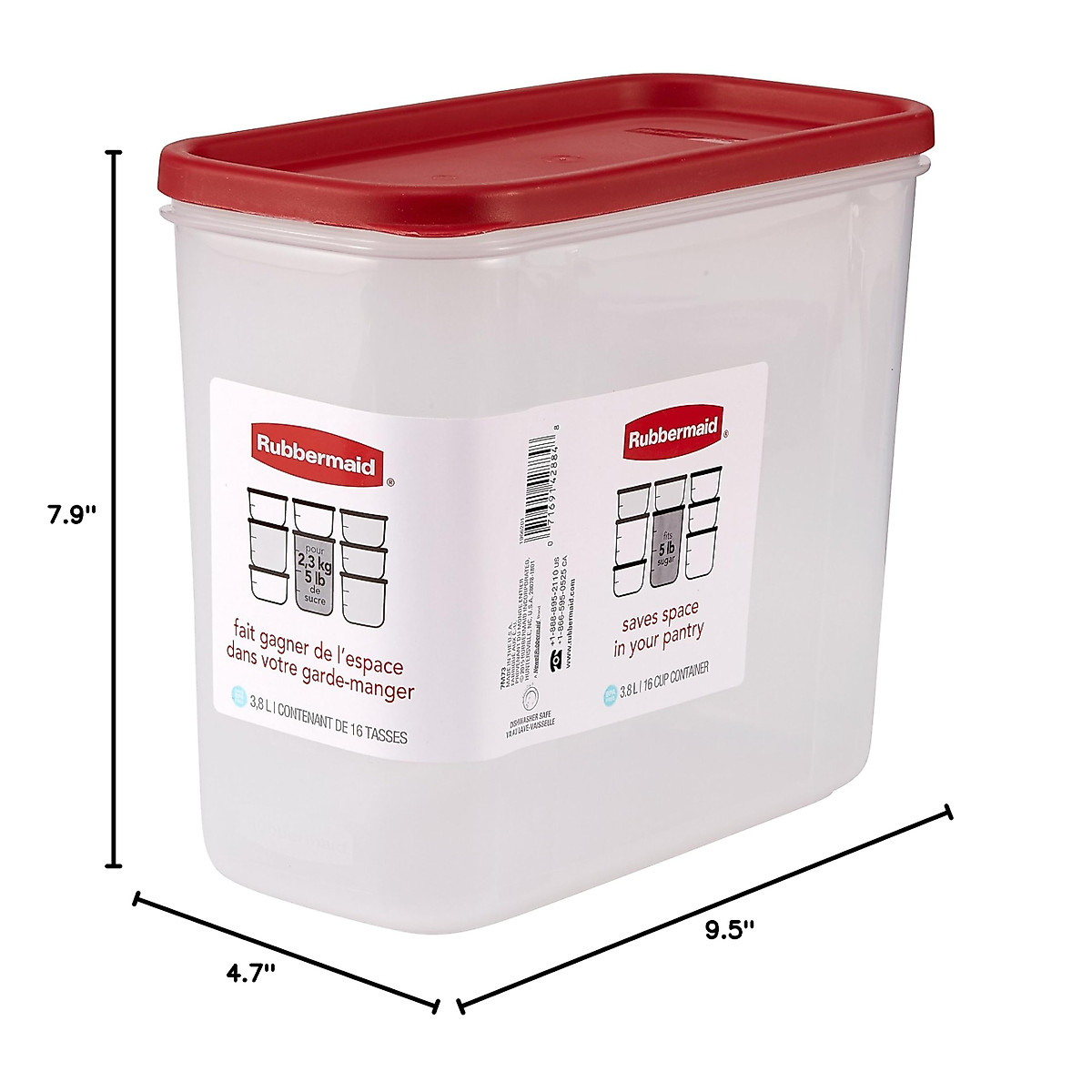 Rubbermaid 16-Cup 16C Dry Food Container, Clear