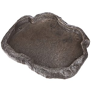 Zoo Med Reptile Rock Food Dish, Medium, 7.25"l x 6"w x 0.75"h, Colors may vary Black
