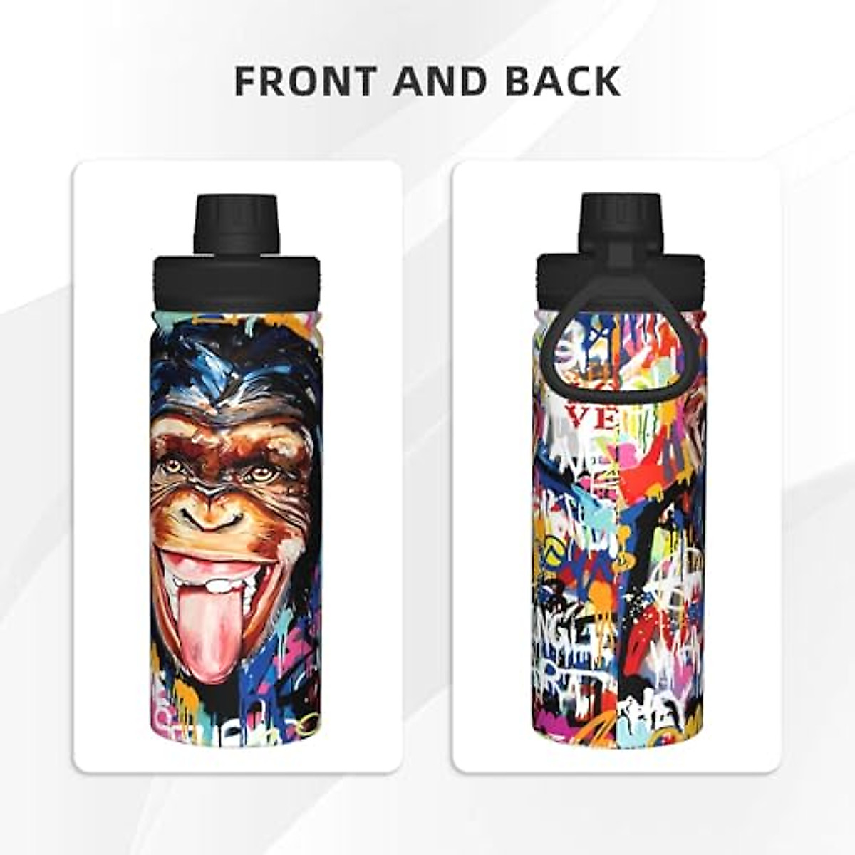 Eevikion Banksy Artist Graffiti Stainless Steel Insulated Tumbler Sports Water Bottle Hot and Cold Travel Cup 18oz