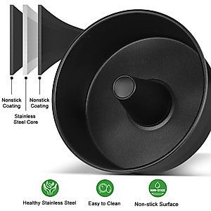 LIANYU 10 Inch Angel Food Cake Pan, Black Nonstick Tube Pan for Baking Pound Cake, Deep Chiffon Mold with Stainless Steel Core, Easy to Release, Leak Proof