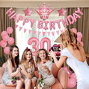 30th birthday decorations for women 30 happy birthday balloons letters pink balloon banner party Supplies for girls