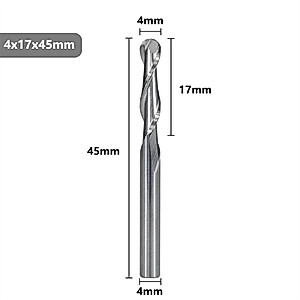 VIEUE Drill Bits 2-Flute Ball End Mills Carbide Tools CNC Mills Thread Drills Metal Engraving Drills Helical Mills (Cutting Edge Length : 4x17x45)