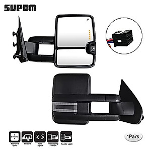 SUPDM Towing Mirrors fit 2014-2018 for Chevy Silverado/for GMC Sierra 1500 2015-2018 for Chevy Silverado/for GMC Sierra 2500 3500 with Turn Signals Lights, Clearance Lamp, Running Light