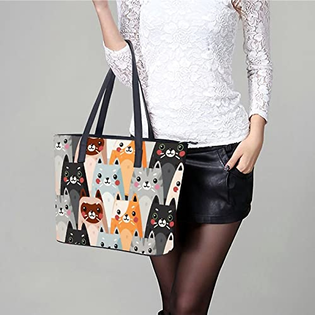 Womens Handbag Cat Leather Tote Bag Top Handle Satchel Bags For Lady