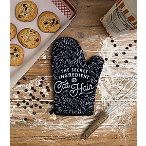 The Secret Ingredient Is Cat Hair Funny Pet Kitten Animal Lover Graphic Kitchen Accessories Funny Graphic Kitchenwear Funny Cat Novelty Cookware Black Oven Mitt