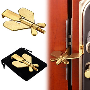 Hotop Door Lock 3 in 1 Door Lock for Travel Door Security Door Locks Devices for Additional and Privacy Safety Door Lock Security Devices for Home Hotel School Apartment College (1 Pcs) Gold