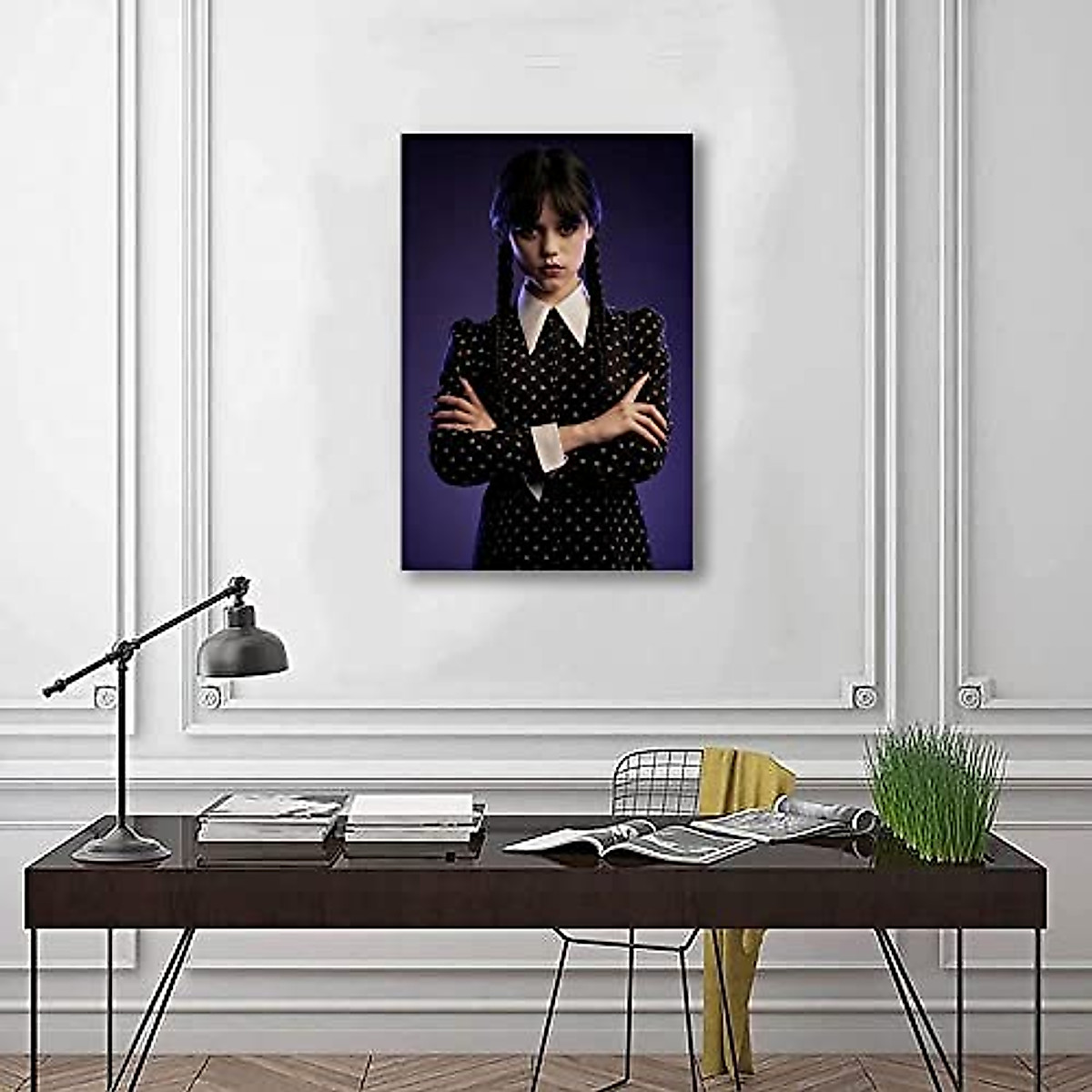 Wednesday Poster Movie Poster Protagonist Wednesday Addams Portrait Poster Canvas Painting Wall Art for Home Bedroom Living Room Decor Gift (Purple,12x18in Unframe)