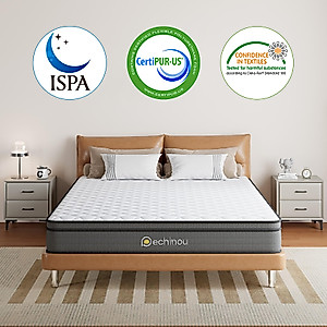 Queen Mattress, 8 Inch Queen Size Mattress in a Box, Memory Foam Hybrid Mattress, with Spring for Motion Isolation & Silent Sleep, Motion Isolation, Pressure Relief, Edge Support, and Medium Firmness