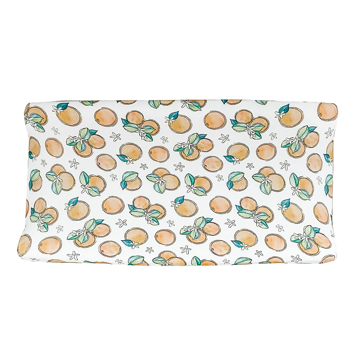 Orange Blossom Fitted Changing Pad Cover, Made from Viscose from Bamboo and Spandex Material, Fits Standard Changing Pad, by Florida Kid Co.