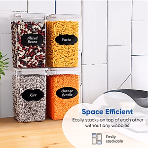 Chef's Path Extra Large Food Storage Containers (8 Pack) with Lids Airtight for Flour Sugar & Rice - Airtight Kitchen & Pantry Organization for Bulk Food Storage - with Markers Labels & Measuring Cups