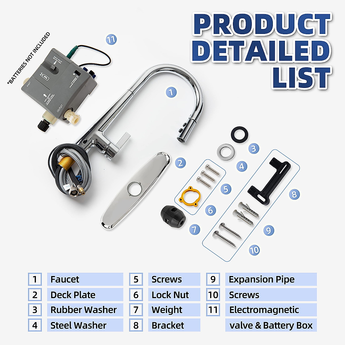 IMHOMII ‎E8305xxxxx Touchless Kitchen Faucet with Pull Down Sprayer, Motion Sensor Activated Smart Kitchen Sink Faucets,Hands Free Brass Kitchen Taps 360 Degree Swivel High Spout, Chrome