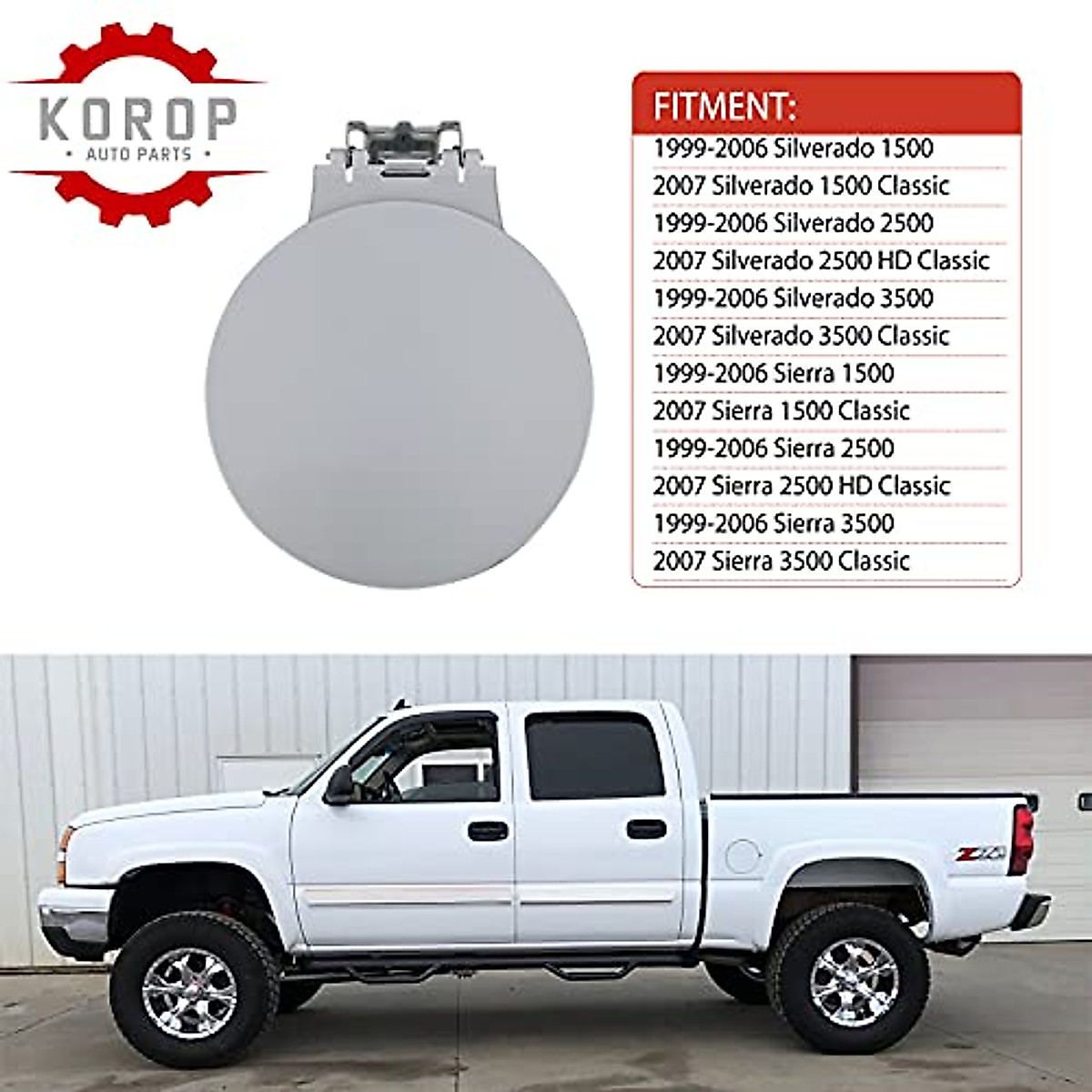 Gas Tank Door Cover Fits for 1999-2006 Chevy Silverado GMC Sierra Replaces# 0856-029, 1054493, 15124080 Fuel Filler Door