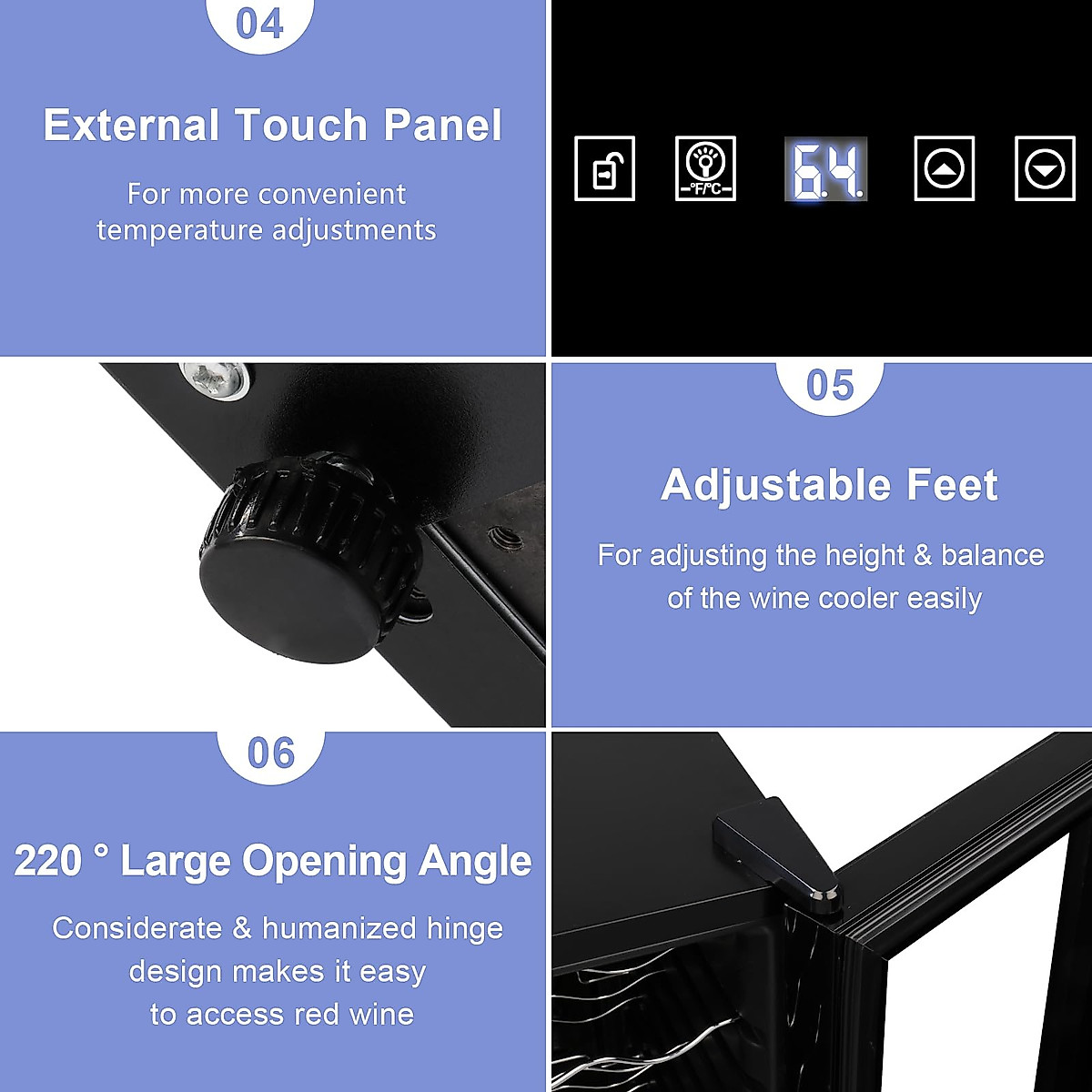 LEADZM 18 Bottle Freestanding Wine Fridge, Compressor Wine Cooler Refrigerator, Mini Wine Cellar for Red, White Wine and Champagne with Digital Temperature Control & Double-layered Glass Door