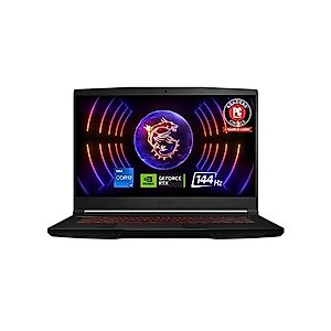 MSI Thin GF63 15.6" 144Hz Gaming Laptop: Intel Core i5-12450H ARC A370M 8GB 512GB NVMe SSD Win11, Type-C USB 3.2 Gen 1, High-ResoluTion Audio, Cooler Boost 5, Win11 Home: Black 12HW-001
