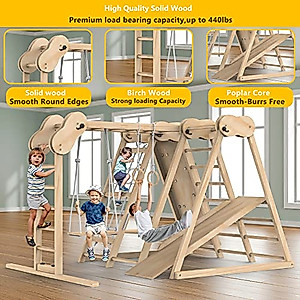 Climbing Toys for Toddlers, Jungle Gym, Montessori Playground Sets, Multifunction Toddler Climbing Toys, Indoor Kids Playground with Slides, Climbing/Net, Monkey Bars, Rope Ladders and Swings