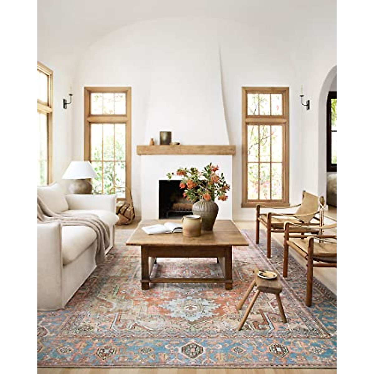 Loloi II Loren Terracotta/Sky 3'-6" x 5'-6" Accent Rug