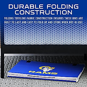 Franklin Sports Los Angeles Rams NFL Storage Footlocker Bin - Small Folding Organizer Container - NFL Office, Bedroom + Living Room Décor - 22" x 14"