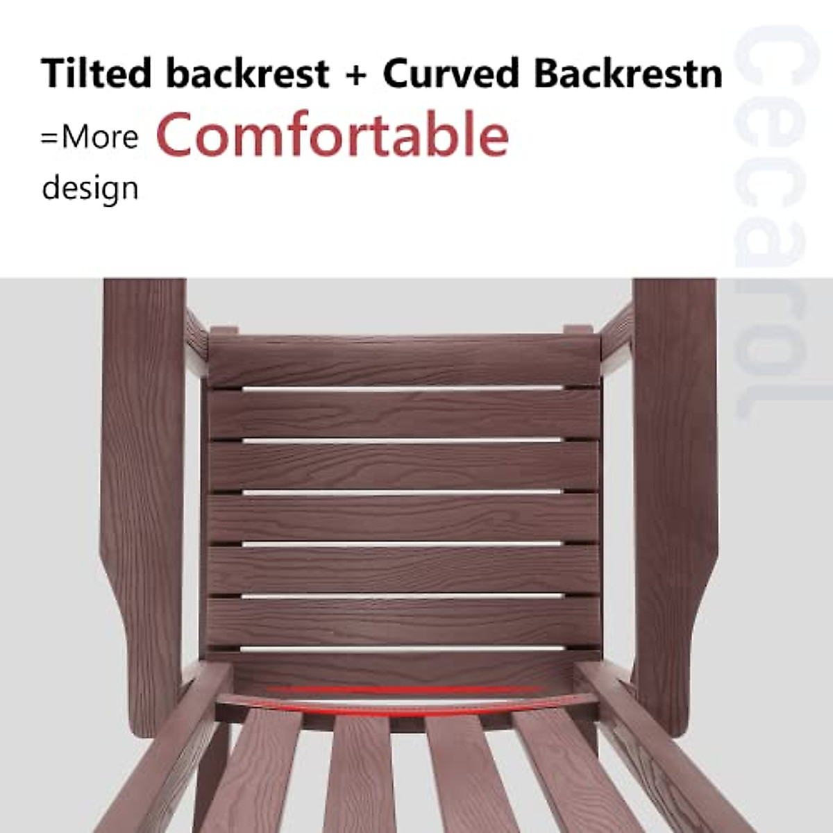 Cecarol Oversized Wood Grain Outdoor Chair, All Weather Rocking Chair Outdoor with High Back Front, Rocker Chair for Outdoor, Balcony and Porch Furniture, Coffee-PRC01