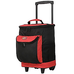 16" Cool Carry 2-Section Rolling Cooler with Thermal Insulation, Red Color Option