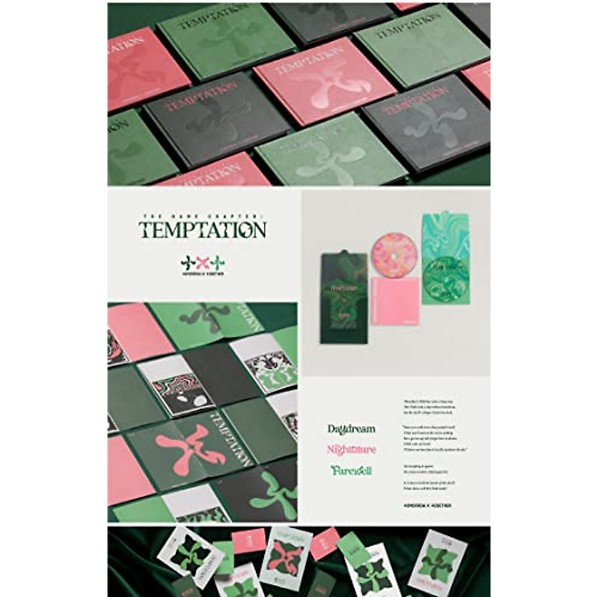 TXT The Name Chapter : TEMPTATION 5th Mini Album CD+Folding poster on pack+Photobook+Lyric book+Sticker pack+Bookmark+Postcard+Photocard+Tracking TOMORROW X TOGETHER (SET(Daydream+Nightmare+Farewell))