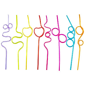 Valentines Day Gifts for Kids - Valentines Day Cards for kids - Set of 32 Crazy Straws Bulk - Valentine Exchange Cards for Girls Boys Toddlers School Class Classroom Party Favors