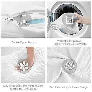 Meoflaw Cooling Pillows for Sleeping Queen Size Set of 2,Shredded Memory Foam Bed Pillow with Pillow Case-Double Sided Material,Adjustable Loft Queen Pillow for Side & Back Sleeper-Medium Firm