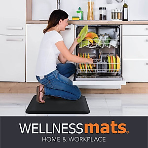 WellnessMats CompanionMat Anti-Fatigue Comfort & Support - Non-Slip with Handle - 18"x22"x 3/4" Black