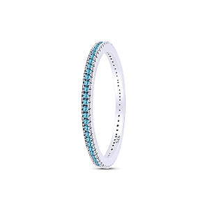 Jewel Zone US Simulated Aquamarine Eternity Stackable Wedding Ring in 925 Sterling Silver (1/5 Cttw)