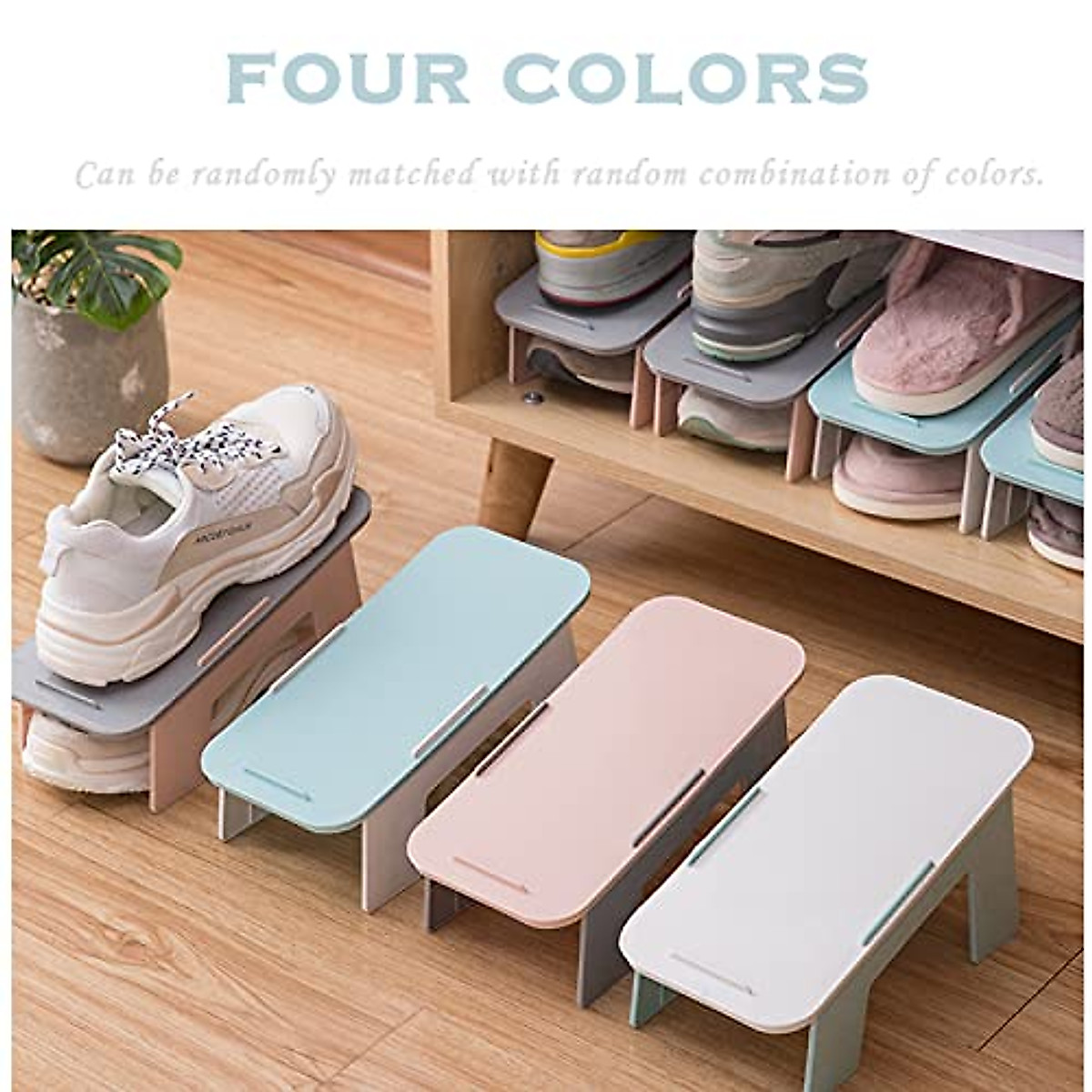 Shoe Racks ZXK Organizer for Closet Detachable Shoe Slots Compact Plastic Double Shoe Stacker Stackable Easy Shoe Holder Space-Saver - 10 Pack