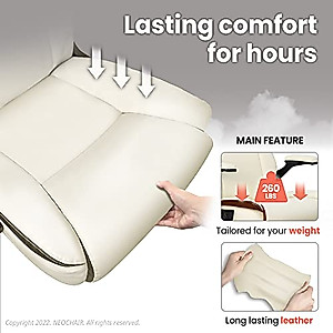 NEO CHAIR Office Chair Adjustable Desk Chair Mid Back Executive Desk Comfortable PU Leather Chair Ergonomic Gaming Chair Back Support Home Computer Desk with Flip-up Armrest Swivel Wheels (Ivory)