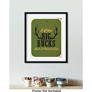 Govivo I Like Big Bucks And I Cannot Lie - Wall Decor Art Print with a green background - 8x10 unframed artwork printed on photograph paper