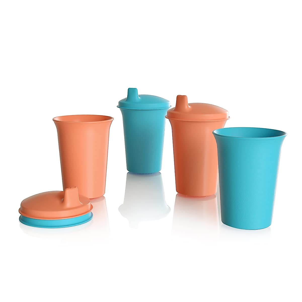 Tupperware Bell Tumblers & Sippy Cup Seal 7 oz (200 mL) Set of 4 Cosy Rosy & Spa blue color