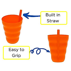 Arrow Sip-A-Cup with Built In Straw For Kids Includes Purple, Blue, Green, Orange (8 Pack)