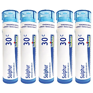 Boiron Sulphur 30C (Pack of 5 80-Pellet Tubes), Homeopathic Medicine for Skin Rash