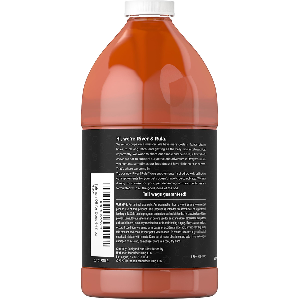 Horbaach Salmon Oil for Dogs 64 fl oz | with Pump | Supports Healthy Skin and Coat | with Omega 3, EPA & DHA | Bulk Size Pet Supplement | Non-GMO, Gluten Free
