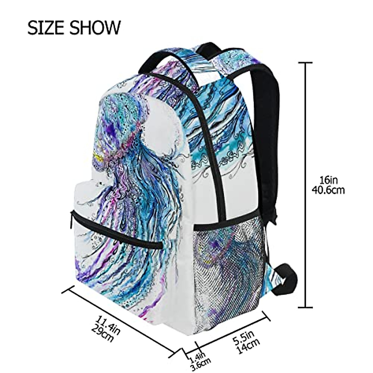 Ocean Jellyfish School Backpack Bookbag for Boys Girls Teens Casual Travel Bag Computer Laptop Daypack