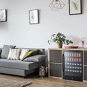 NewAir 24" Beverage Refrigerator Cooler - 177 Can Capacity Mini Fridge - Black Stainless Steal With Built In Cooler and Glass Door | Cool your Soda, Beer, and Beverages to 37F NBC177BS00