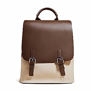 LAORENTOU Cowhide Leather Backpacks for Women Small Backpack Purse Convertable Straps Daypack Valentines Day (02 White, One Size)