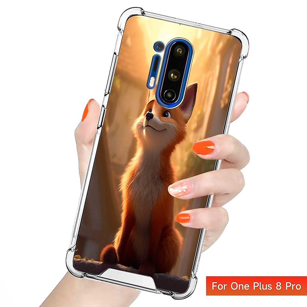 Elgzigok Transparent Case for OnePlus 8 Pro Fox-aa23 Phone Cover Clear Silicone Protective Case for OnePlus 8 Pro Shock-Proof Four Corners Reinforced