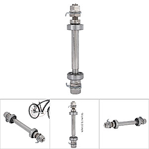 OUKENS Bicycle Wheel Hub Axle, Metal Bicycle Wheel Hub Axle Front Rear Solid Shaft Lever Replacement Bike Repair Tool Accessories for Road Bike Mountain BMX (Front)