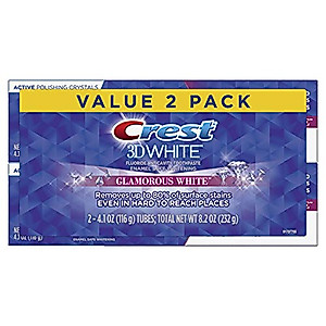 Crest 3D White, Whitening Toothpaste Glamorous White, 4.1 oz, Pack of 2