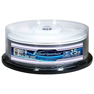 Optical Quantum 25 Pack 6X 25GB BD-R Blu-ray Blank Disc White Thermal Hub Printable