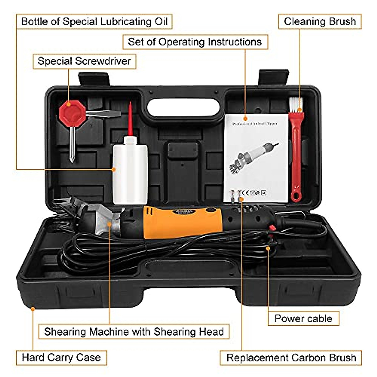 BEETRO 500W, Electric Professional Sheep Shears, Animal Grooming Clippers for Sheep Alpacas Goats and More, 6 Speeds Heavy Duty Farm Livestock Haircut