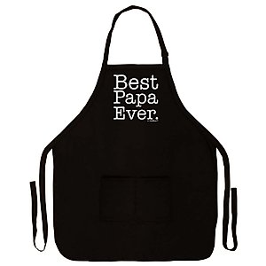 ThisWear Father's Day Gift Best Papa Ever Funny Apron for Kitchen BBQ Barbecue Cooking Baking Crafting Gardening Two Pocket Apron for Grandpa or Dad Black