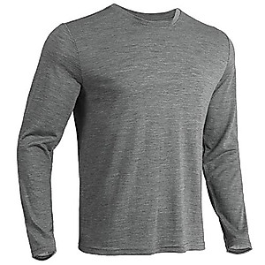 Merino Protect 100% Merino Wool Base Layer Mens Long Sleeve T-Shirt Thermal Underwear Odor Resistance for Hiking Hunting Gray
