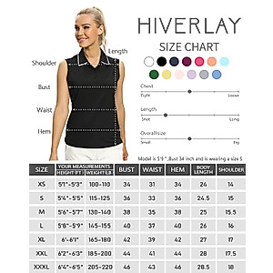 Hiverlay Polo Shirts for Women Sleeveless Golf Tank Tops Tennis Shirt Dry Fit UPF 50+ Lightweight Collared Ladies Tops Black XXL