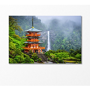 Seigantoji Pagoda and Nachi No Taki Waterfall Japan Canvas Print 1 Panel / 36x24 inches
