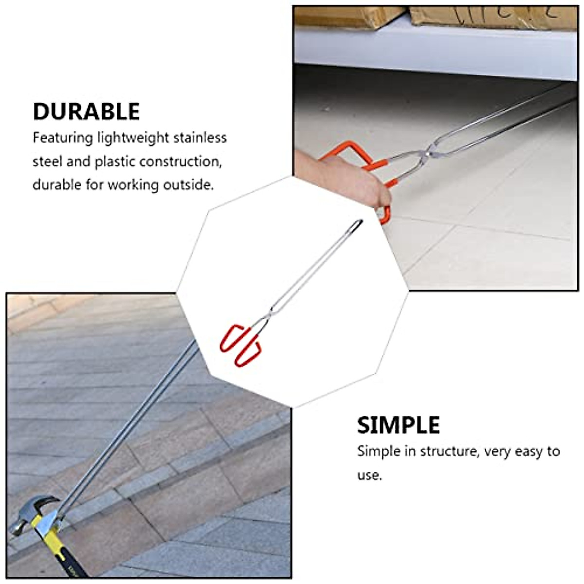 OUNONA 2 pcs Grill Extension Bonfire Oven Place Picker Convenient Color Garbage Scissor Tools Coal Pliers Reacher Fire Paper Function Rabbish Handy Aids Tongs Garden Waste