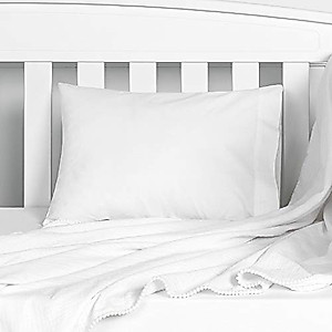 TILLYOU Toddler Bed Pillow with Pillowcase, Ergonomic Cotton Baby Pillow for Sleeping,Kids Travel Pillow with Case, 13”x18”, White