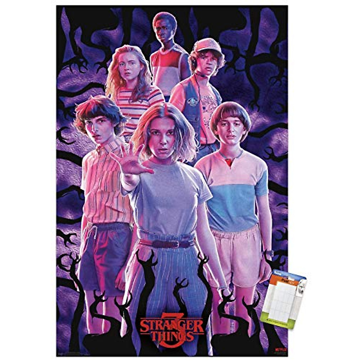 Trends International Netflix Stranger Things: Season 3 - Group Wall Poster, 22.375" x 34", Poster & Mount Bundle